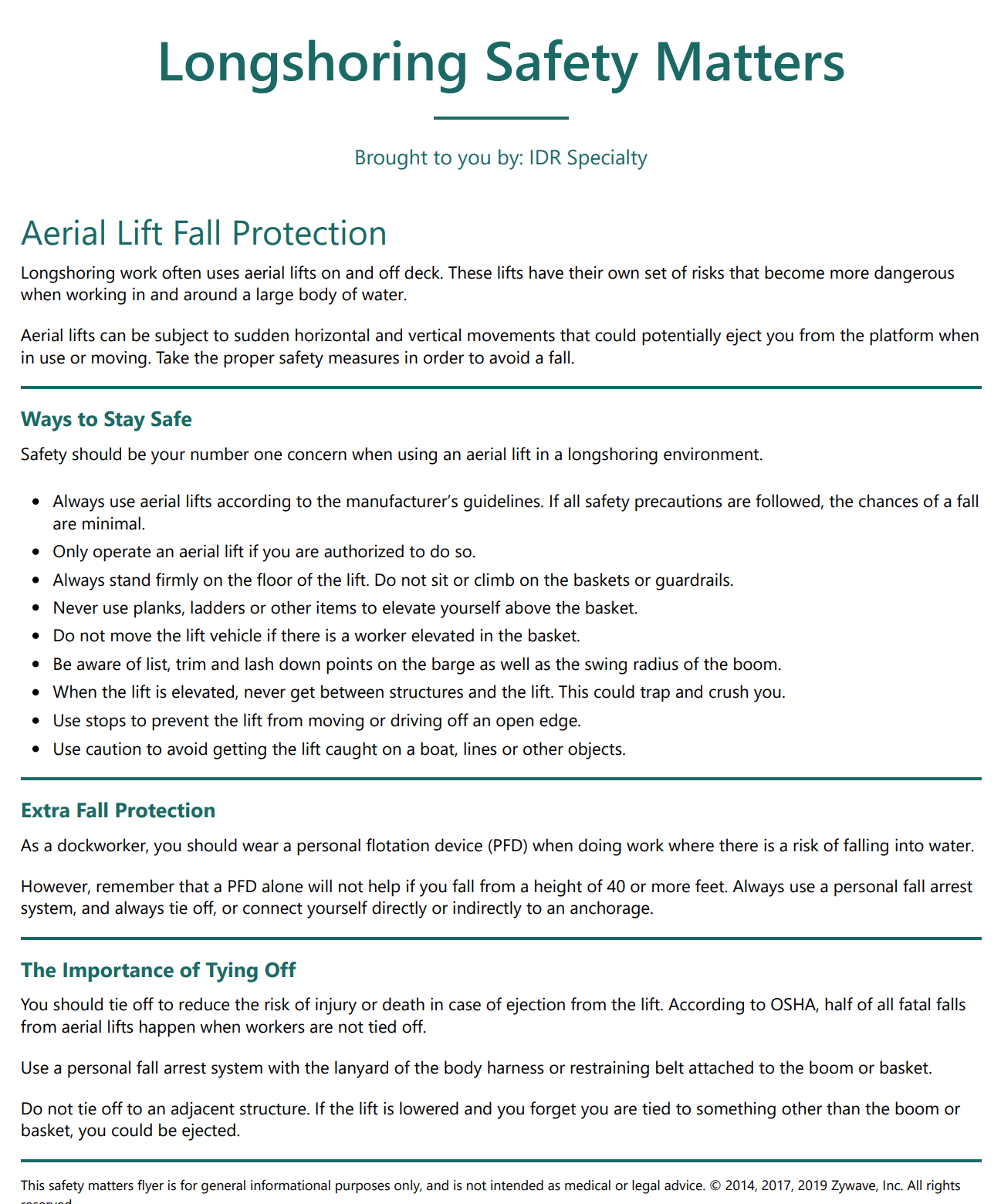 Longshoring Safety Matters - Aerial Lift Fall Protection - IDR Specialty